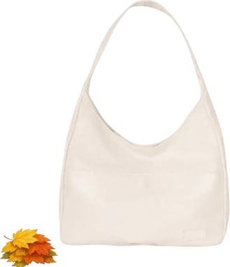 Generic Grand sac fourre-tout pour femme, grand sac &agrave; main en similicuir v&eacute;g&eacute;talien, doux, d&eacute;contract&eacute;, r&eacute;tro, sac &agrave; main pour un usage quotidien, Blanc laite