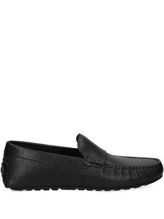 BOSS mocassins en cuir &agrave; imprim&eacute; - Noir