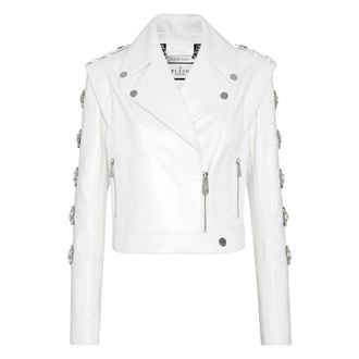 Philipp Plein Femme, Vestes, Blanc, Taille: 42 FR Broches pour veste de motard