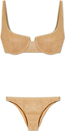 Os&eacute;ree Zweiteiliger Rollkragen-Badeanzug mit Lurexfaden - - Swimwear - Damen - Gelb - L