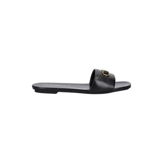 Emporio Armani Nappa Ledersandalen mit Adlerplakette - - Shoes - Damen - Schwarzk - 36 EU