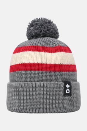 Derbe Derbe Strickm&uuml;tze L&uuml;l&uuml; Bommel Grau Rot Wei&szlig; Gestreift Pud