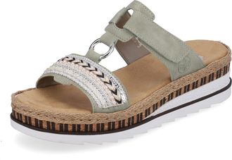 Rieker Damen Slipper V79M6, Frauen Slip On,offener,einschlupf,Slipper,Mokassins,Halbschuhe,Slides,Schlupfschuhe,schluepfschuhe,grün (52),39 EU / 6 UK