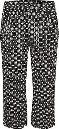 Kaffe Curve Femme Kcnally Ami Casual Pants, Black/Chalk Graphic Print, 44 Grande taille EU