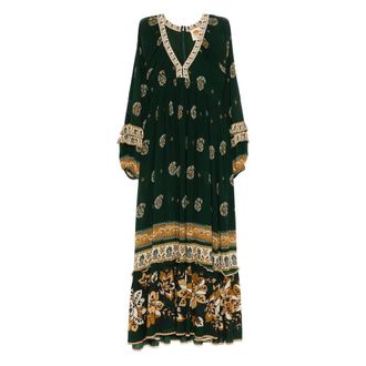 Farm Rio V-Ausschnitt Stufen-Maxikleid - - Dresses - Damen - Gr&uuml;n - XS