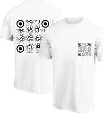 Generic T Shirt Homme T-shirt Col Rond Imprim&eacute; Code QR Manches Courtes D&eacute;contract&eacute; Tendance D&eacute;contract&eacute; Confortable T-shirt de Sport, Blanc., M