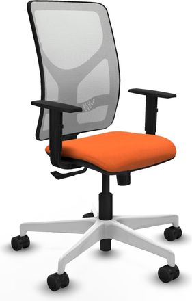 Piqueras y Crespo Einfacher Schreibtischstuhl mit 1D-Armlehnen, h&ouml;henverstellbare Lendenwirbelst&uuml;tze, ausgestattet mit 3 Positionen und Schneideschaum, Wei&szlig;/Orange