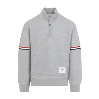 Thom Browne Homme, Sweatshirts et sweats &agrave; capuche, Gris, Taille: L Pull &agrave; col chemin&eacute;e