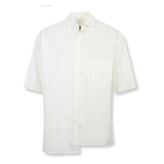 Maison Margiela Homme, Chemises, Blanc, Taille: S Chemise Bicolore en Popeline de Coton