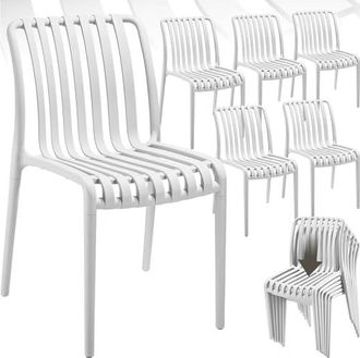 TecTake Lot de 6 Chaise de Jardin Fauteuil Salon ext&eacute;rieur empilable, r&eacute;sistant aux intemp&eacute;ries, pour Salon de Jardin Exterieur, Meuble pour Amenagement Balco