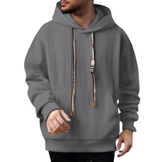 Generic Sweat &agrave; capuche blanc surdimensionn&eacute; pour homme 2026 | Design c&ocirc;tel&eacute; en tricot | Coupe d&eacute;contract&eacute;e | Qualit&eacute; sup&eacute;rieure | Sweat &agrave; capuche confortable