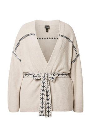 Ulla Popken Strickjacke Strickjacke Zierstreifen Oversized Bindeg&uuml;rtel