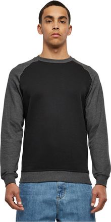 Urban Classics Herren 2-kleurige raglan ronde hals Pullover, Mehrfarbig (Blk/Cha 445), 4XL Große Größen EU