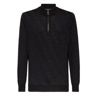 Billionaire Boys Club Homme, Pulls, Noir, Taille: 3XL Wool and Silk Pullover Zip Mock