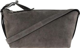 Moschino Wildleder-Umh&auml;ngetasche mit Logo - - Bags - Damen - Grau - ONE SIZE