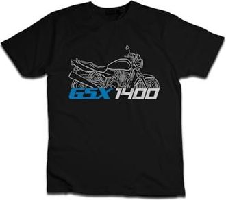 Generic T-shirt de motard pour fans de GSX1400, 100 % coton, coupe classique, design inspir&eacute; de la moto, Noir/blanc, 5XL