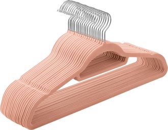 Songmics Kleiderbügel Samt, 20er Set, Bügel, rutschfest, kleine Stange für Krawatten, 360° drehbarer Haken, 0,6 cm dick, platzsparend, 43,5 cm lang, für Mäntel