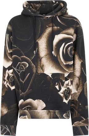Roberto Cavalli hoodie &agrave; rose imprim&eacute;e - Noir