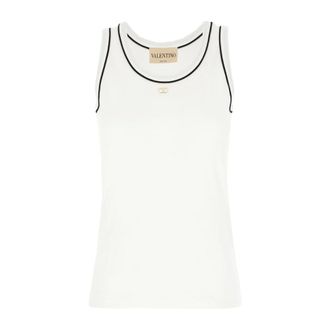 Valentino Garavani Femme, Tops, Blanc, Taille: 40 FR Top en jersey de coton