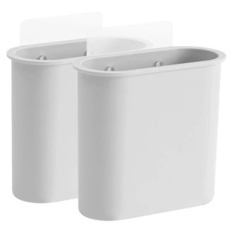 BESPORTBLE 2 St&uuml;ck Wand Zahnb&uuml;rstenhalter mit Abtropffl&auml;che Kunststoff Organizer f&uuml;r Bad K&uuml;che Wandaufbewahrung f&uuml;r Badezimmerutensilien Platzsparend Grau