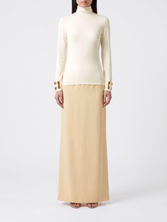 Elisabetta Franchi Top &agrave; manches longues et col roul&eacute; en jersey avec ourlet asym&eacute;trique