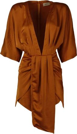 Akep Femme, Robes, Brun, Taille: 36 FR Abito Corto Manica 3/4