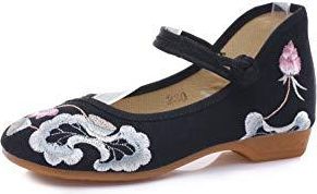 Lazutom Femmes Vintage Style Chinois Broderie Casual Mary Jane Dancing Party Chaussures - Noir - Noir 2, 41 EU