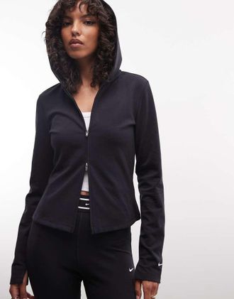 Nike Chill Strick-Kapuzenpullover mit langem &Auml;rmel und durchgehendem Rei&szlig;verschluss in Schwarz