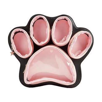 Generic Sac &agrave; dos en cuir PU motif chat mignon avec poche transparente pour femmes et filles