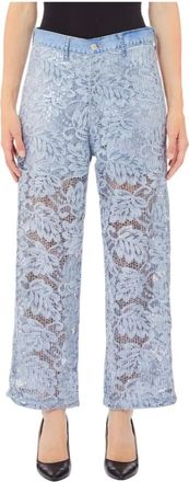 Liu Jo Femme, Pantalons, Bleu, Taille: 40 FR Pantalon &Eacute;vas&eacute; en Dentelle