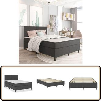 vidaXL Boxspring-Bettgestell Grau Stoff 140x200 cm - Boxspringbett - Doppelbett - Bettgestell - Bettrahmen - Grau