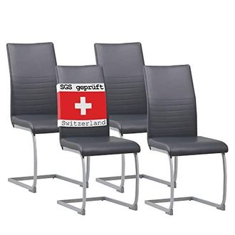 Albatros-Moebel Chaise Cantilever Murano Lot de 4 chaises, Gris, test&eacute; par SGS