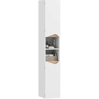 HOMCOM Meuble colonne salle de bain &eacute;troit, 2 portes, compartiments ouverts, &eacute;tag&egrave;res r&eacute;glables, 30 x 34,6 x 180,5 cm, blanc-Blanc