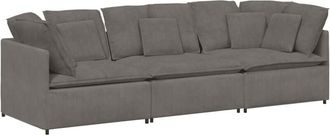vidaXL Modulares Sofa mit Kissen Cordstoff Hellgrau Vidaxl