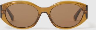 Stella McCartney Logo Oval Sunglasses, Woman, Khaki green