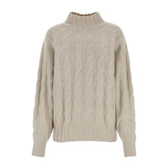 Le Kasha Femme, Pulls, Beige, Taille: 38/40 FR Melange Cashmere Sweater