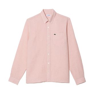 Lacoste L&auml;ssiges Leinenhemd - - Shirts - Herren - Rosa - XL
