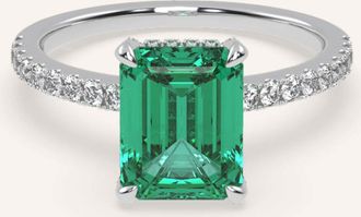 VEYNOU Veynou Ring Darcy Smaragd Aus 14 Karat Wei&szlig;gold Und 2ct. Smaragd Und Lab-Grown Diamanten silber