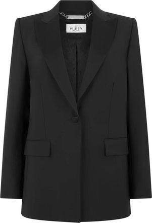 Philipp Plein Femme, Vestes, Noir, Taille: 40 FR Boyfriend Fit Blazer Baroque Skull