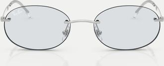 Ray-Ban Rb3767 Transitions Colour Touch - Ovale Sonnenbrille in Silber mit blauen, selbstt&ouml;nenden Gl&auml;sern