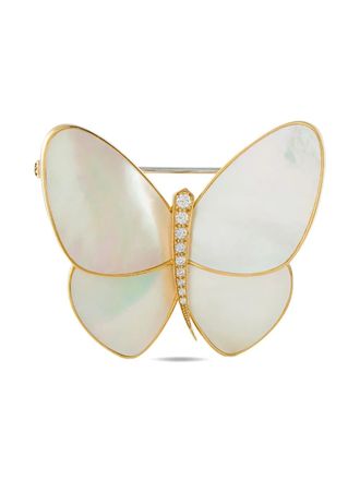 Van Cleef & Arpels 18kt Gelbgoldbrosche mit Schmetterling und Diamanten