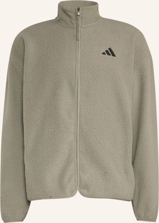 adidas City Tech 3-Streifen Fleecejacke, Durchgehender Reissverschluss gruen