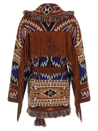 Alanui Jacquard Geometric Knit Cardigan - Brown