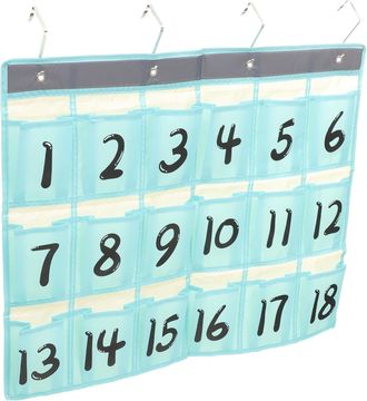 Lurrose Hängende Aufbewahrungstasche für Tür und Wand Fächer Klassenzimmer Organizer für Handys Ladegeräte Karten Multifunktionale Wandtasche Blau