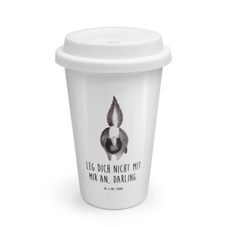 Mr. & Mrs. Panda To Go Becher Stinktier Angriff - Geschenk, Coffe To Go Becher, Thermobecher to go, Skunk, Stinker, Thermobecher Kaffee, Coffee to go