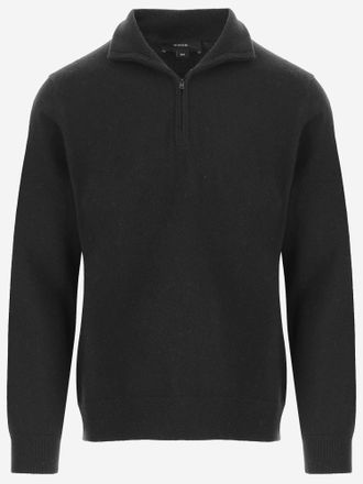 Vince Mens Cashmere Half-Zip Sweater Black