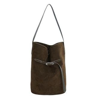 Generic Sac &agrave; bandouli&egrave;re en daim synth&eacute;tique avec boucle de ceinture - Grand sac seau pour femme, travail, shopping, voyage, Vert, 350*270*140 mm