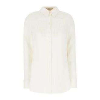 Stella McCartney Femme, Blouses et Chemises, Blanc, Taille: 38 FR Chemise Ivoire en Viscose Stretch