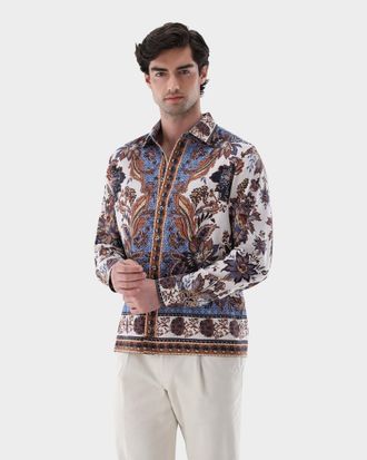 van Laack Flanellhemd mit platziertem Print