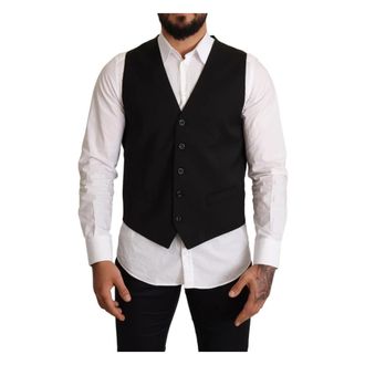 Dolce & Gabbana Upgrade deine formelle Garderobe mit dieser eleganten schwarzen Weste - - Suits - Herren - Schwarzk - L